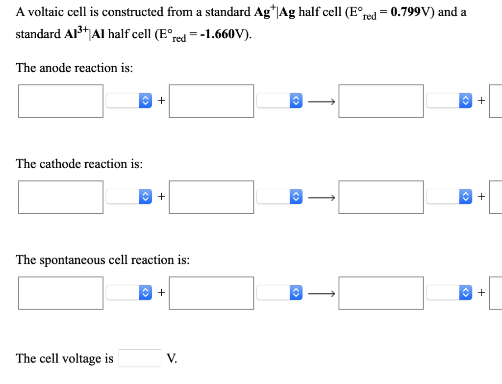 Solved A voltaic cell is constructed from a standard Ag+Ag | Chegg.com