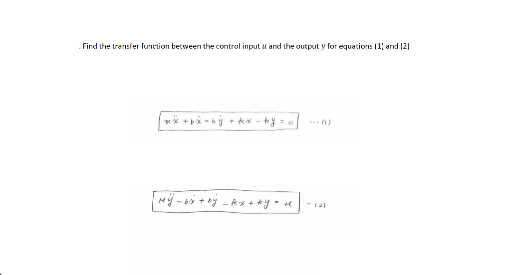 Solved . Find the transfer function between the control | Chegg.com