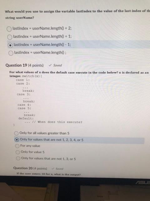 Solved What would you use to assign the variable lastindex | Chegg.com