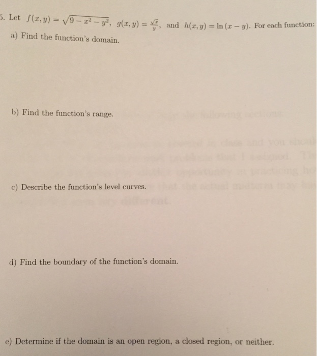 Solved Let f(x, y) = Squareroot 9 - x^2 - y^2, For each | Chegg.com