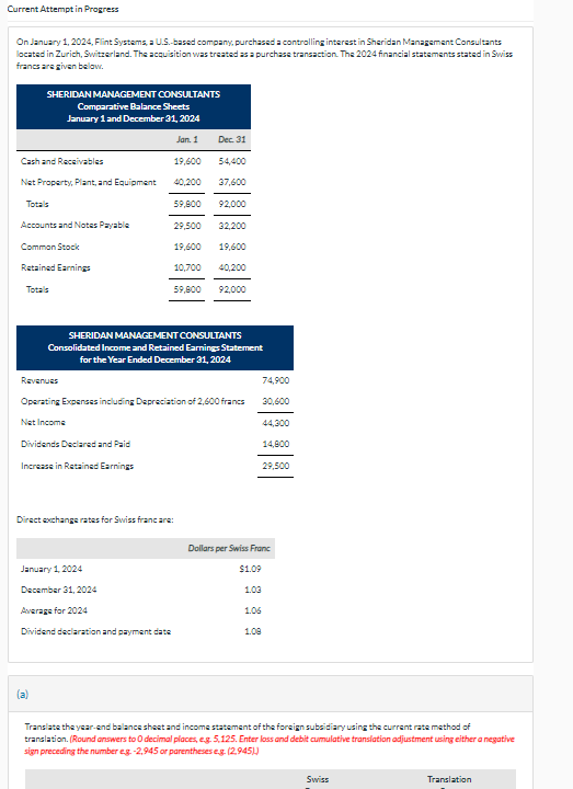 Solved Current Attempt in Progress On January 1, 2024, Flint | Chegg.com