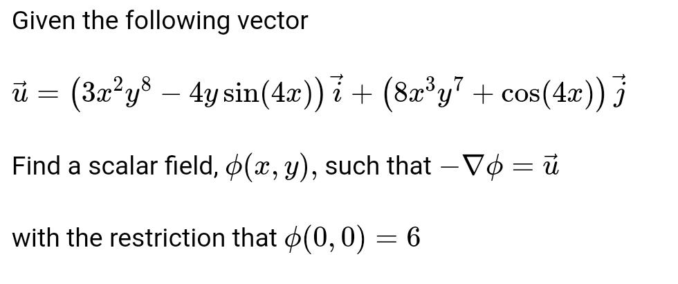 Solved Given the following vector | Chegg.com
