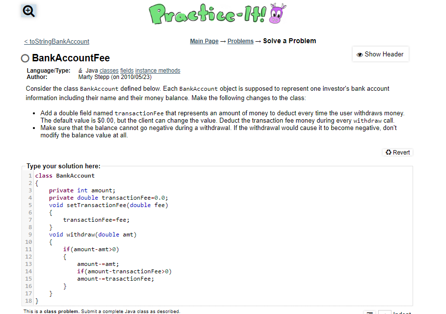 Solved BankAccountFee Language/Type: 5 Java classes fields | Chegg.com