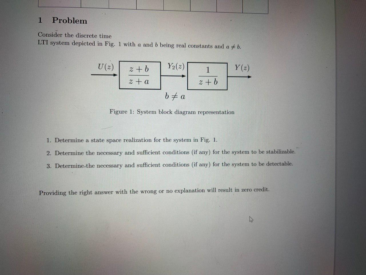 Solved 1 Problem Consider the discrete time LTI system | Chegg.com