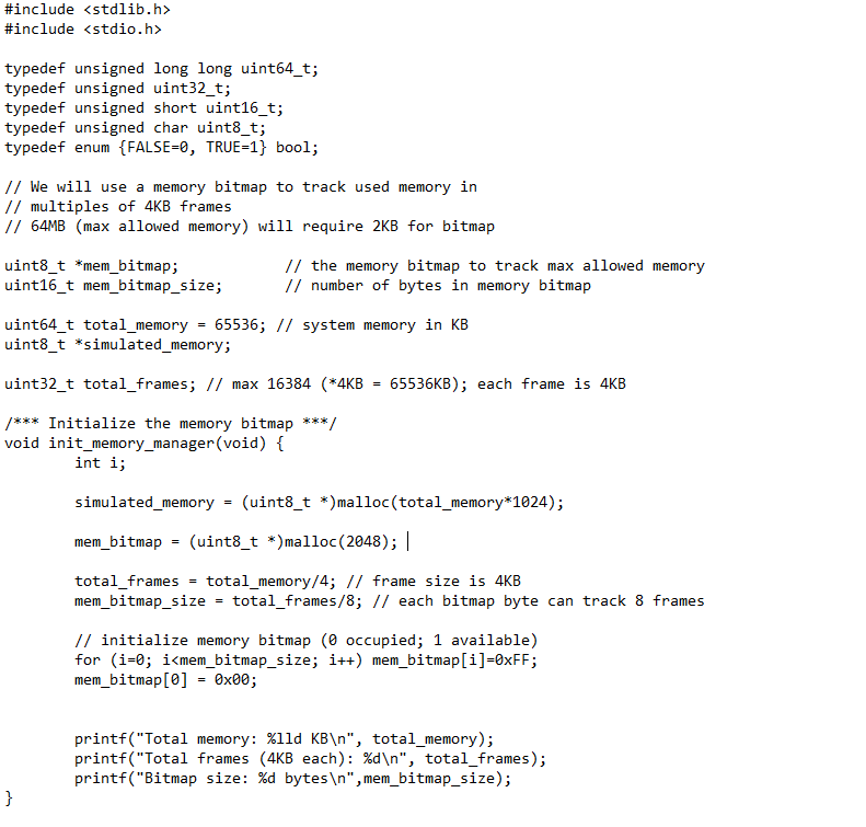 /∗∗∗ Finds n−frames of free contiguous memory ∗∗∗/ // | Chegg.com