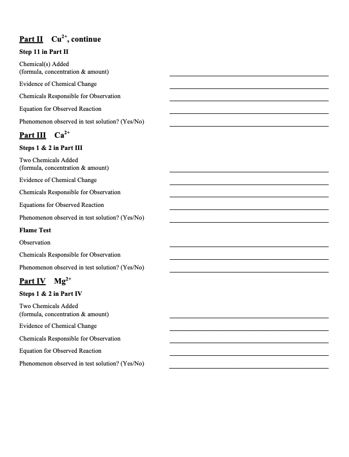 Solved Qualitative Analysis Experiment 2 Report Sheet Date | Chegg.com