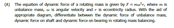 Solved (A) The equation of dynamic force of a rotating mass | Chegg.com