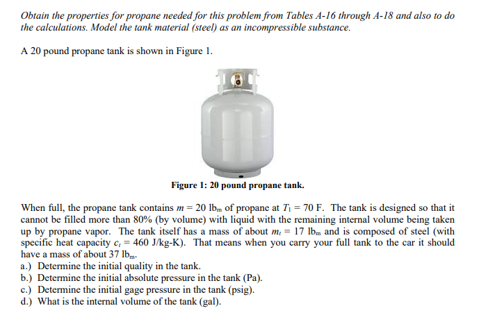 Solved Obtain the properties for propane needed for this | Chegg.com