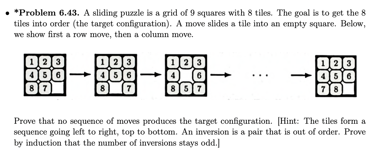 *Problem 6.43. A sliding puzzle is a grid of 9 | Chegg.com