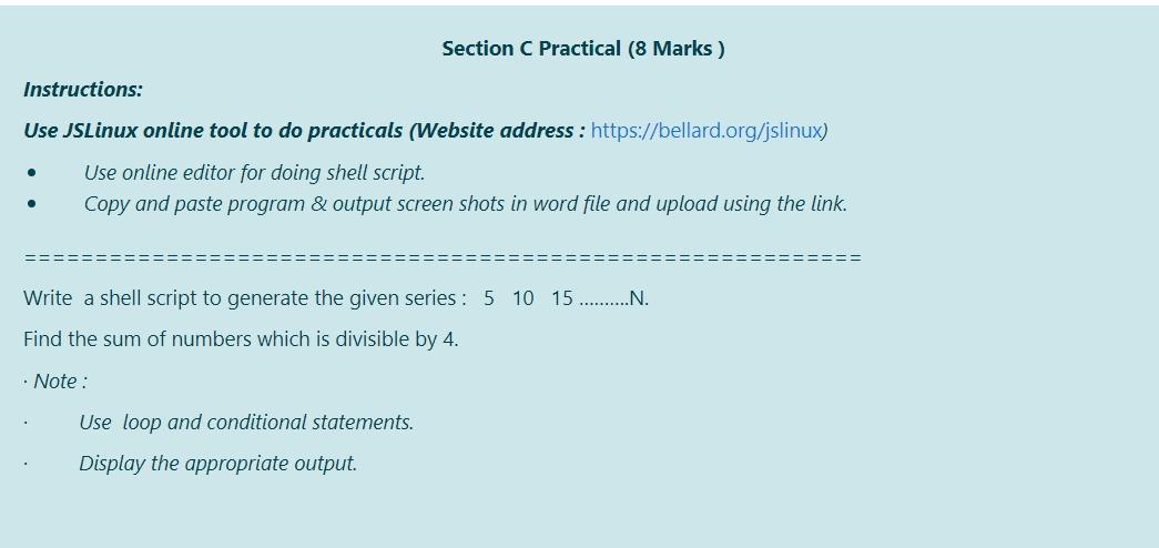 Solved Section C Practical (8 Marks) Instructions: Use | Chegg.com