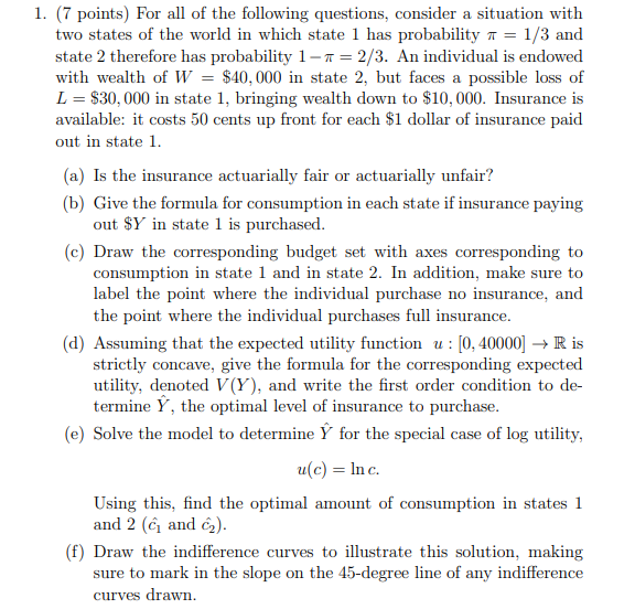 1. (7 points) For all of the following questions, | Chegg.com