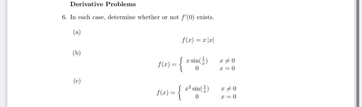 Solved Derivative Problems 6. In each case, determine | Chegg.com