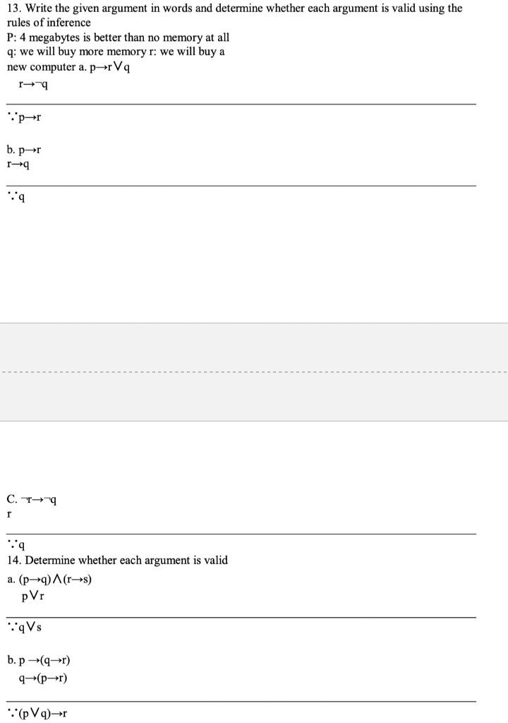 Solved 13 Write The Given Argument In Words And Determine 7959