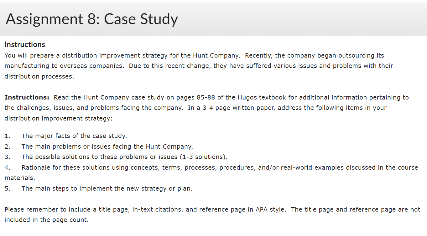 Solved Assignment 8: Case Study Instructions You will | Chegg.com