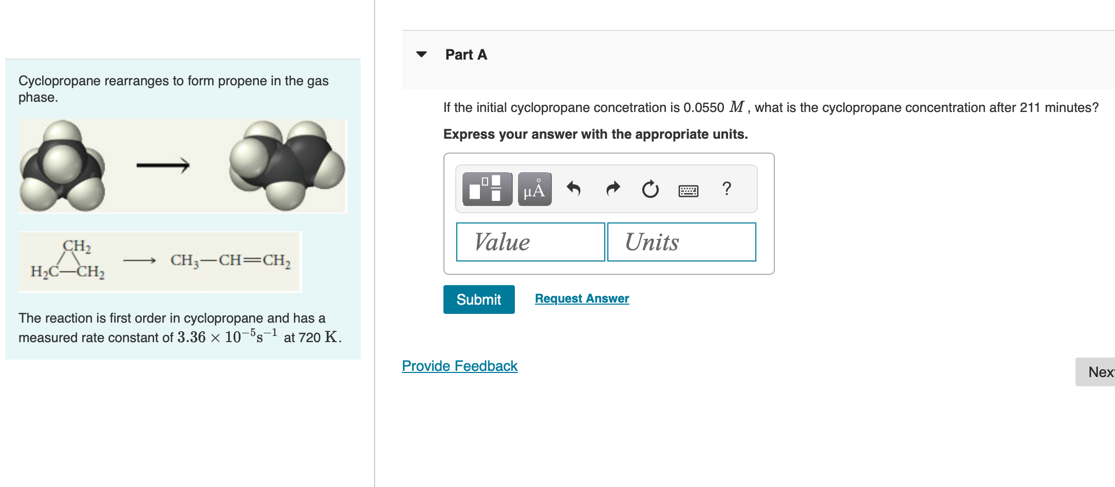 Solved Cyclopropane rearranges to form propene in the | Chegg.com