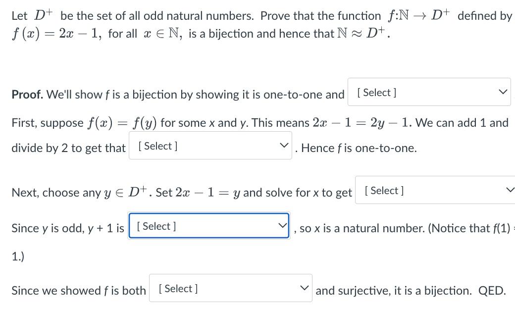 Solved Let D+be the set of all odd natural numbers. Prove | Chegg.com