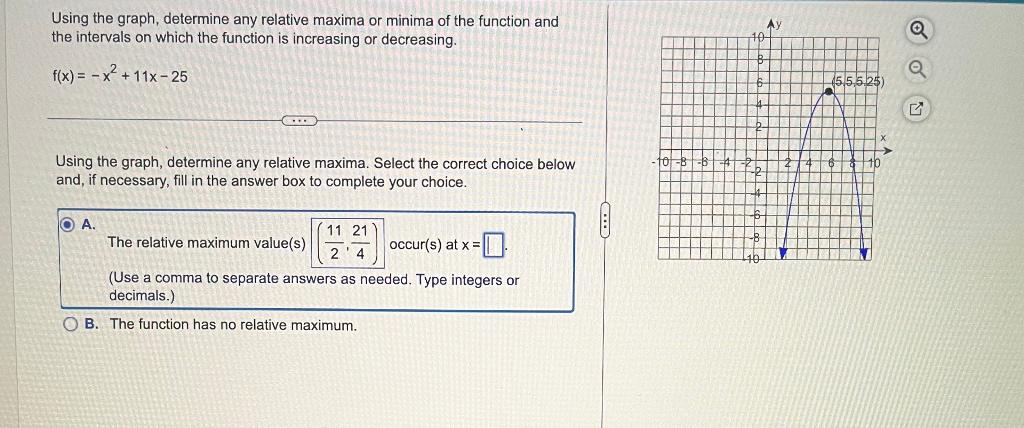 Solved Using the graph, determine any relative maxima or | Chegg.com