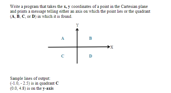 Solved Write a program that takes the I, y coordinates of a | Chegg.com