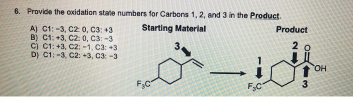 Solved 6. Provide the oxidation state numbers for Carbons 1, | Chegg.com