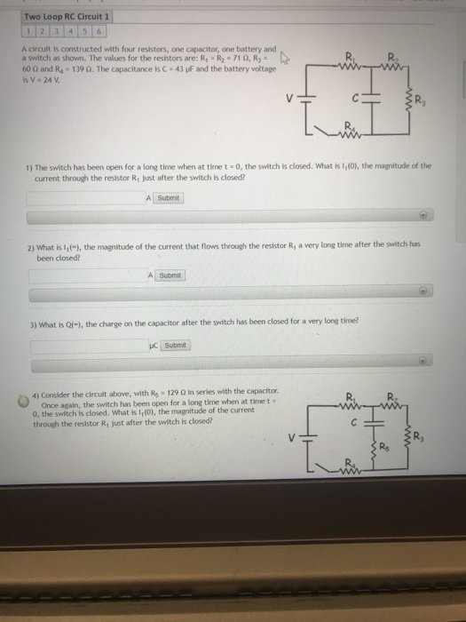 Solved Two Loop RC Circuit 1 A circuit is constructed with | Chegg.com