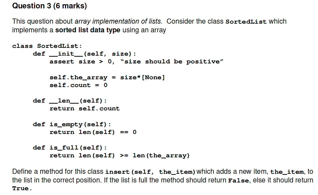 Solved Question 3 (6 marks) This question about array | Chegg.com