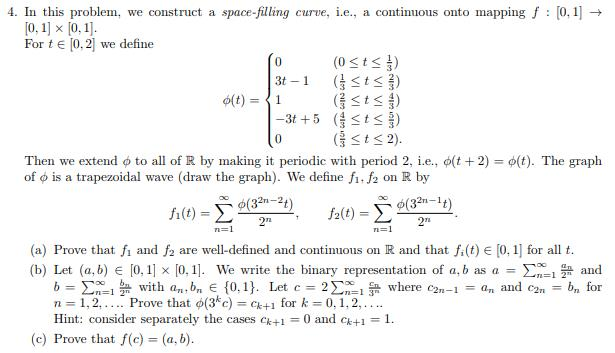 Solved 4. In this problem, we construct a space-filling | Chegg.com