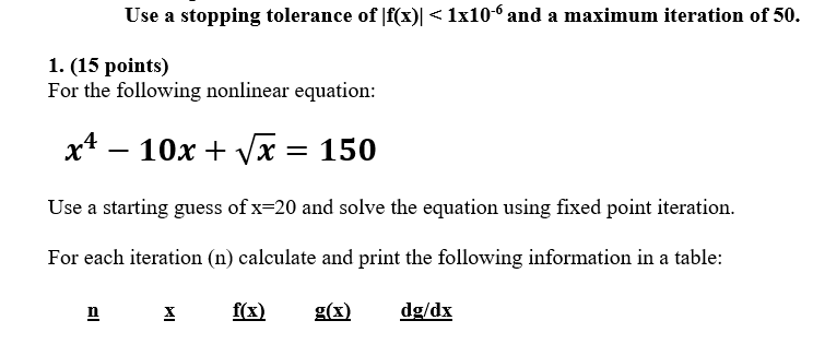 Solved Use a stopping tolerance of f(x)