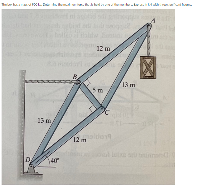 Solved The box has a mass of 900 kg. Determine the maximum | Chegg.com