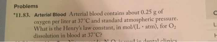 Solved Problems 11.83. Arterial Blood Arterial blood | Chegg.com