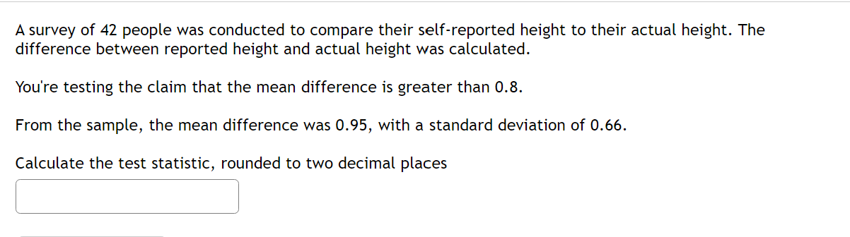 Solved Calculate the test-statistic, t with the following | Chegg.com