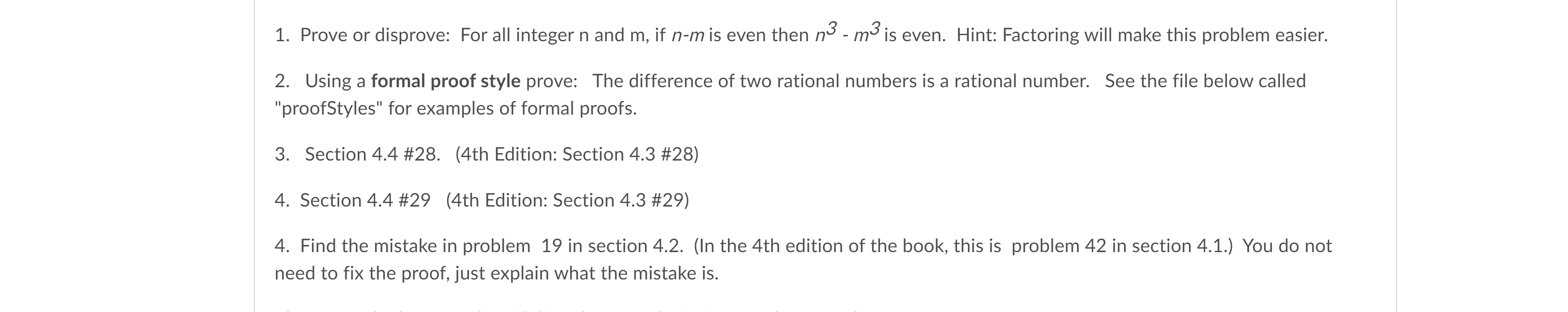 Solved 1. Prove or disprove: For all integer n and m, if n-m | Chegg.com