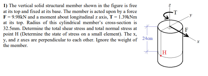 Solved N- T 1) The vertical solid structural member shown in | Chegg.com
