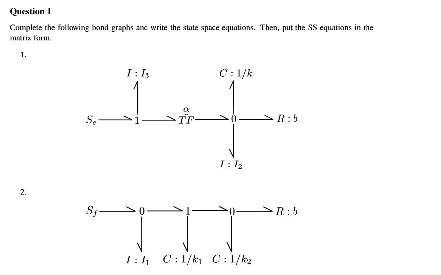 Solved Question 1 Complete the following bond graphs and | Chegg.com