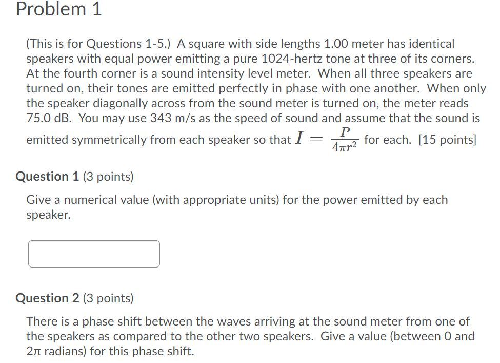 Solved Problem 1 (This is for Questions 1-5.) A square with | Chegg.com