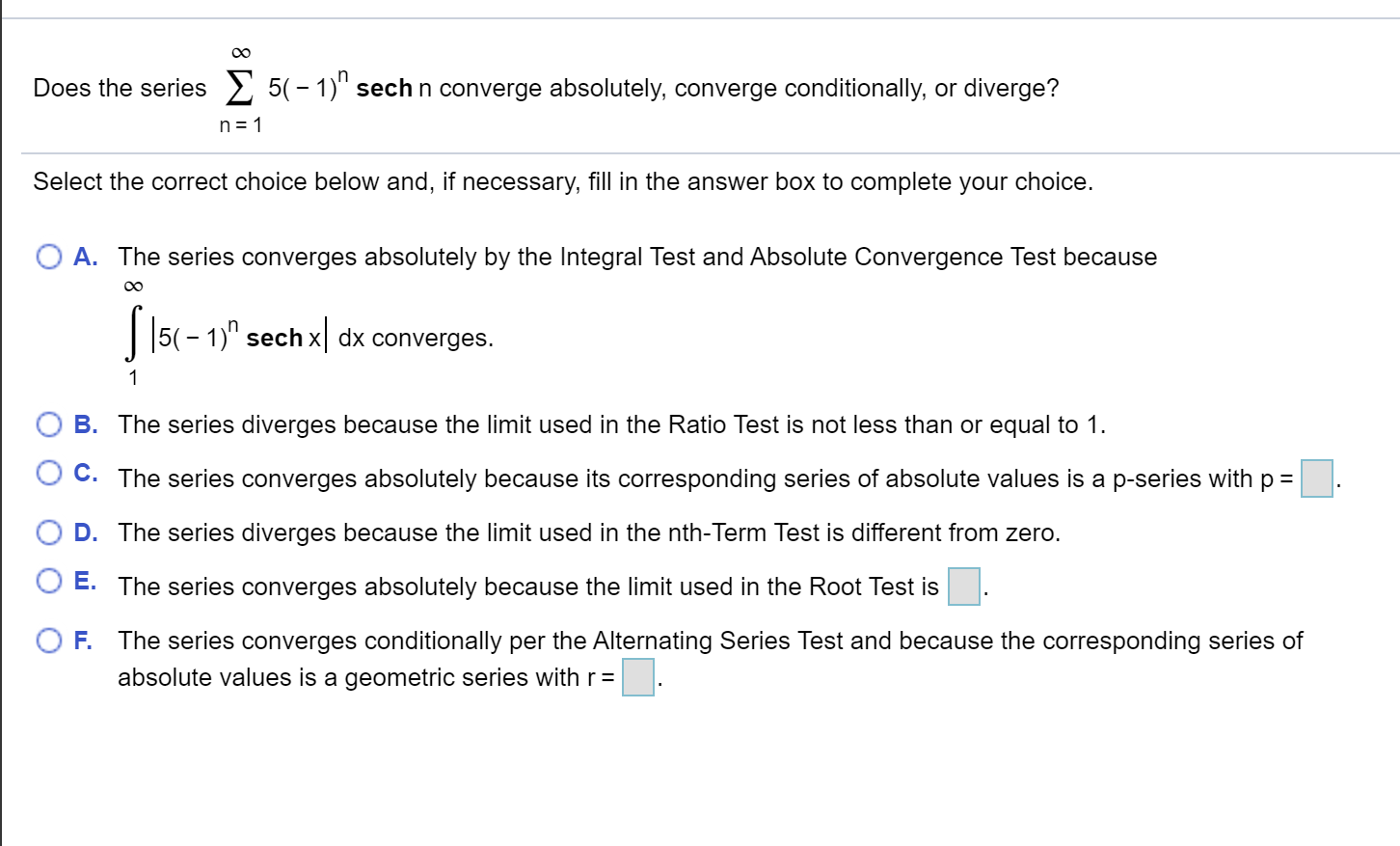 Solved Does The Series Ech N Converge Absolutely Converge 