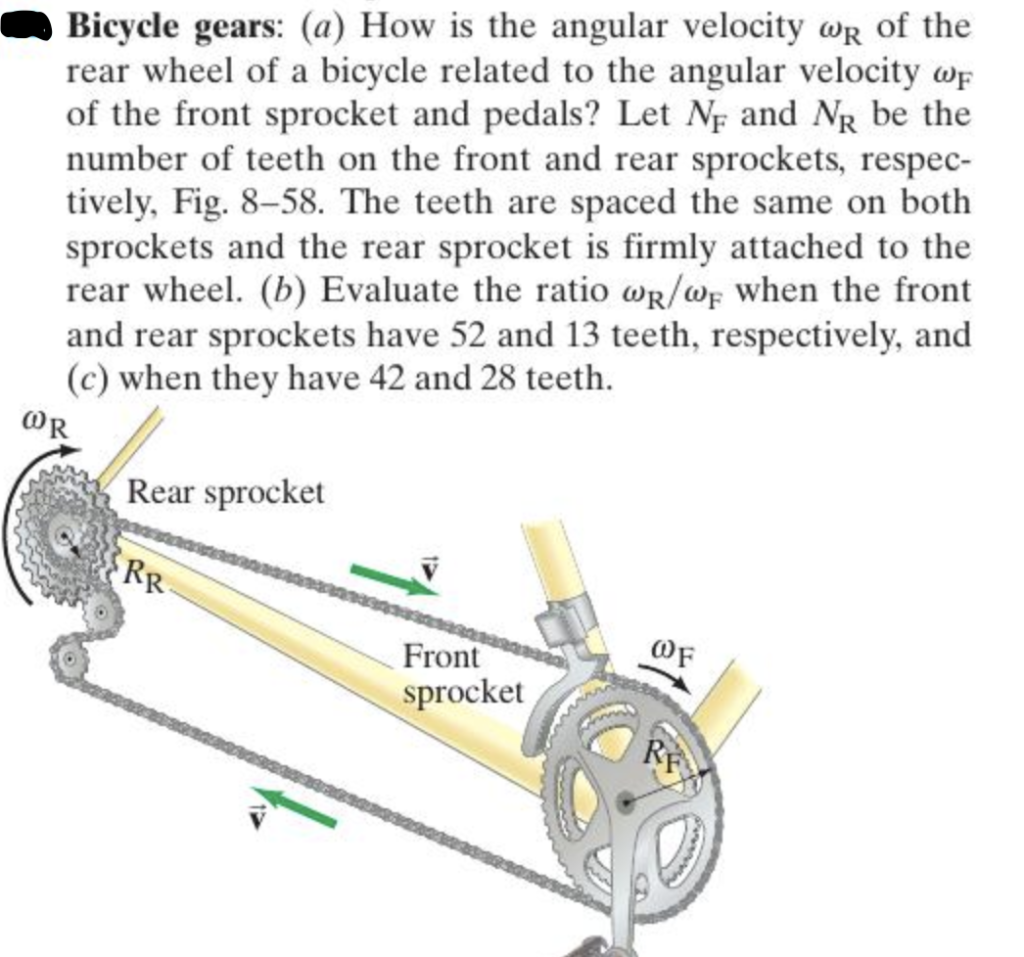 Solved Bicycle gears: (a) How is the angular velocity oR of | Chegg.com