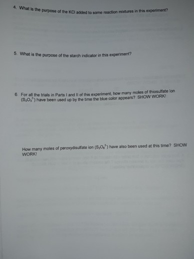 Solved PRELAR for EXT. 17: CHEMICAL KINETICS; an IODINE | Chegg.com