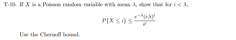 Solved T-10. ﻿If x ﻿is a Poisson random variable with mean | Chegg.com