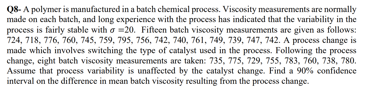 Solved Q8- A polymer is manufactured in a batch chemical | Chegg.com