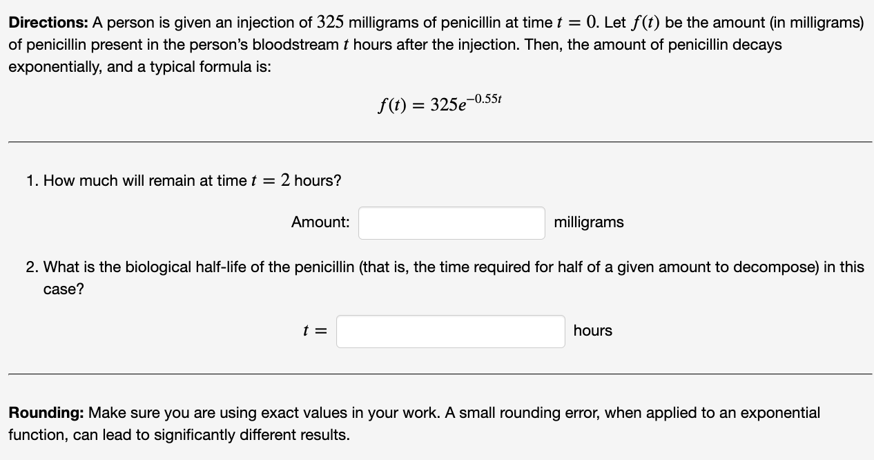 Solved Directions: A person is given an injection of 325 | Chegg.com