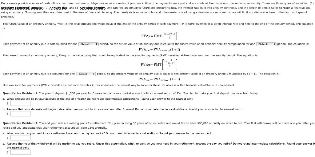 Solved annuities. is: FVAN=PMT[1(1+1)n−1] Each payment of an | Chegg.com