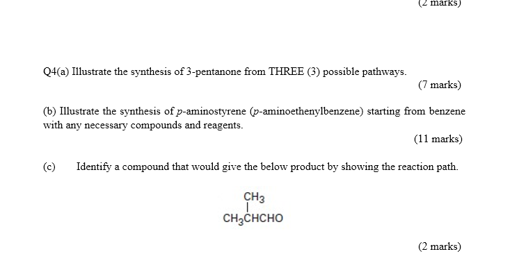 Solved (2 marks) Q4(a) Illustrate the synthesis of | Chegg.com