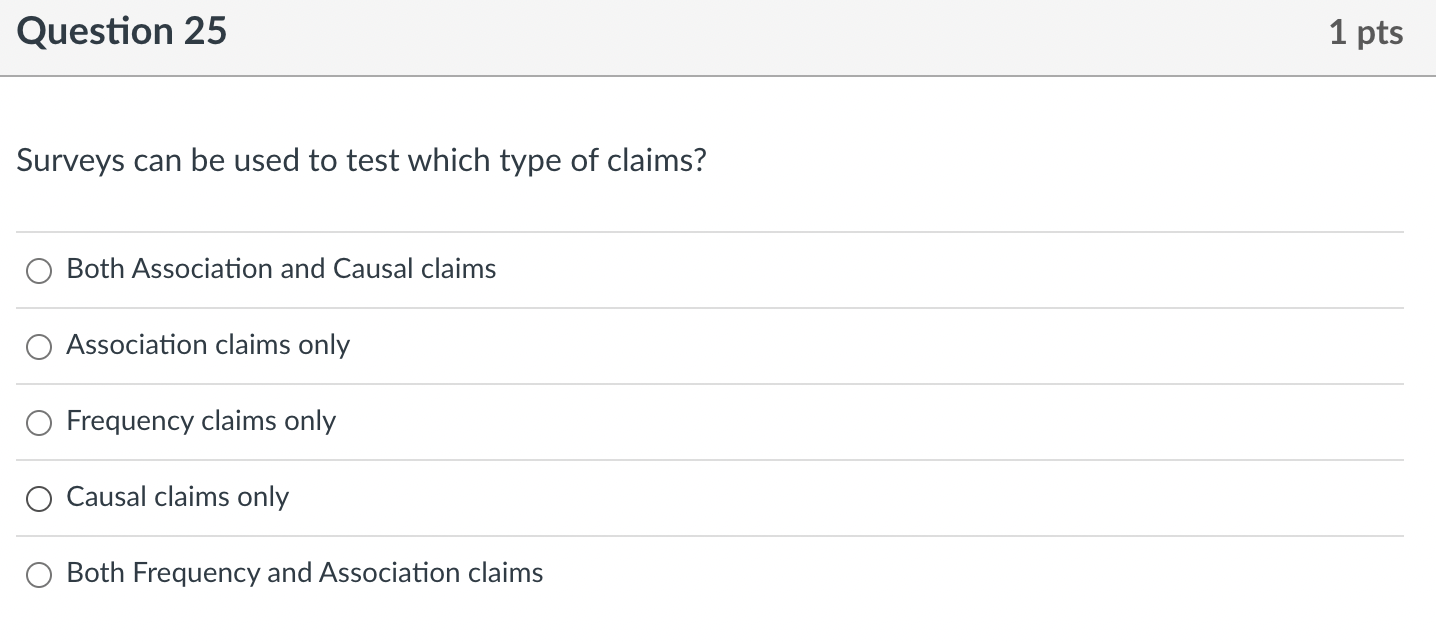 Solved Question 25 Surveys can be used to test which type of | Chegg.com