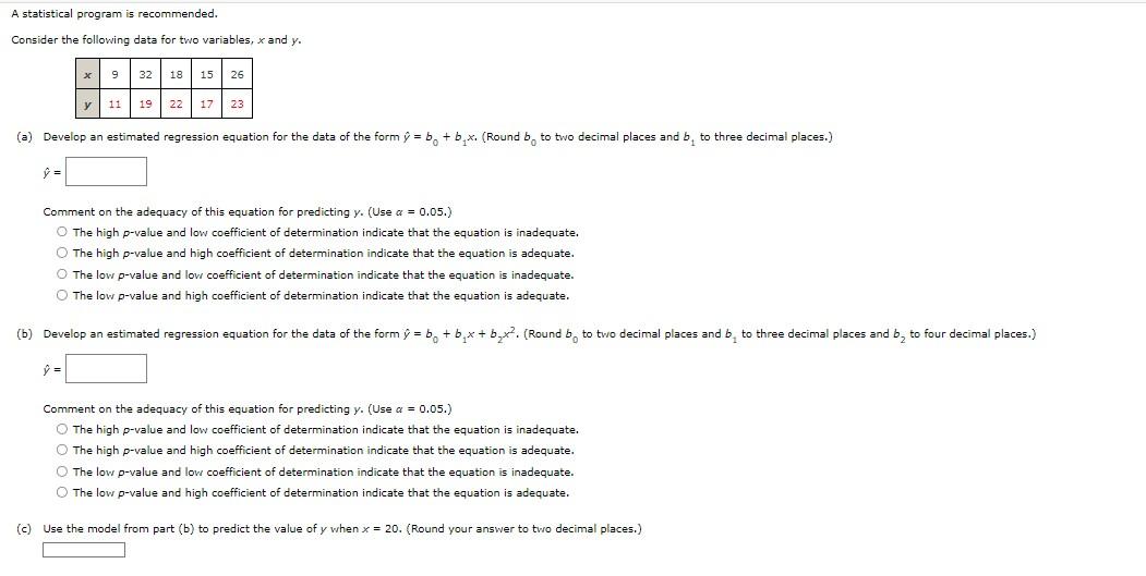 Solved A statistical program is recommended. Consider the | Chegg.com