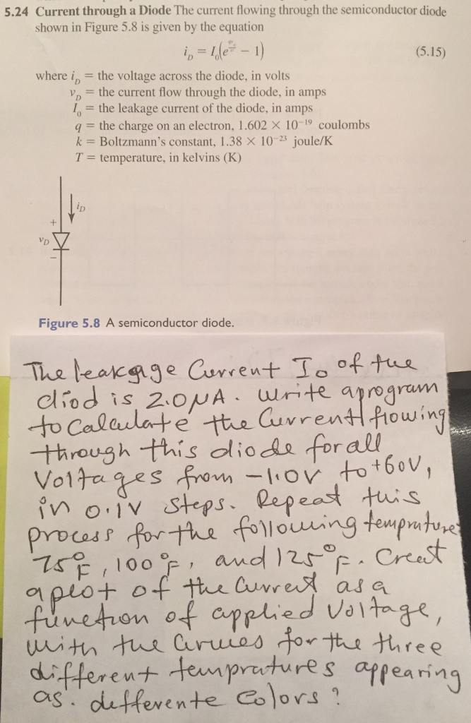 Solved 5.24 Current through a Diode The current flowing | Chegg.com