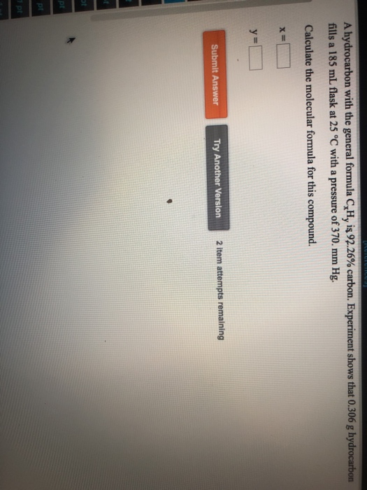 Solved A hydrocarbon with the general formula CxHy is 92.26% | Chegg.com