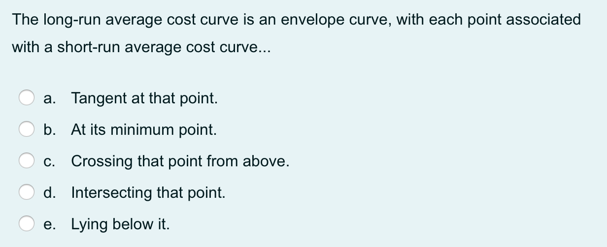 Solved The long-run average cost curve is an envelope curve, | Chegg.com