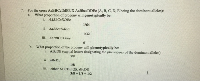 Solved For the cross AaBBCcDdEE X AaBbccDDEe (A, B, C, D, E | Chegg.com