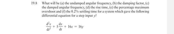 Solved 9.8 What will be (a) the undamped angular frequency, | Chegg.com
