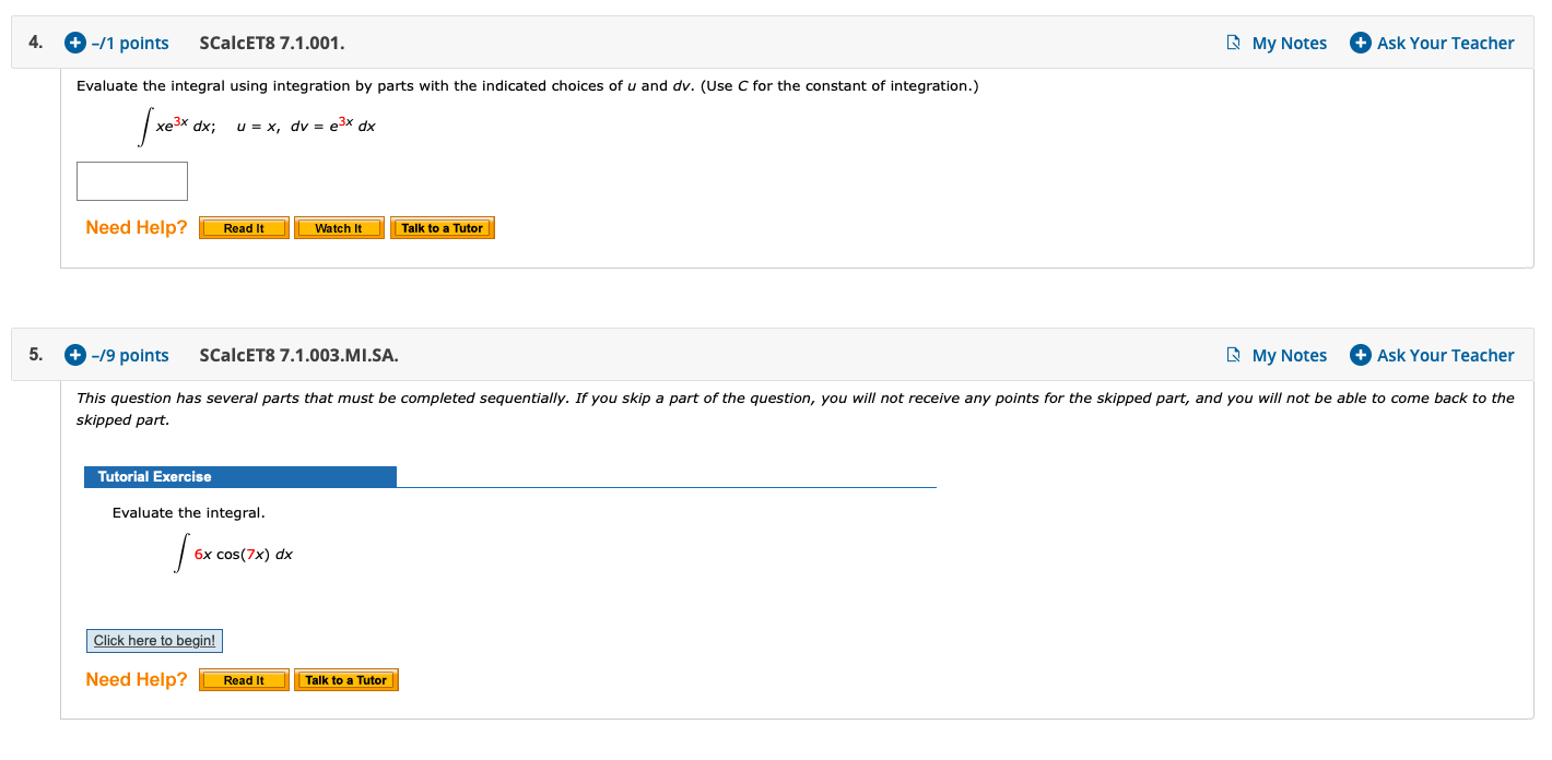 Solved 4. -11 points ScalcET8 7.1.001. My Notes Ask Your | Chegg.com Solved 4. -11 points ScalcET8 7.1.001. My Notes Ask Your | Chegg.com